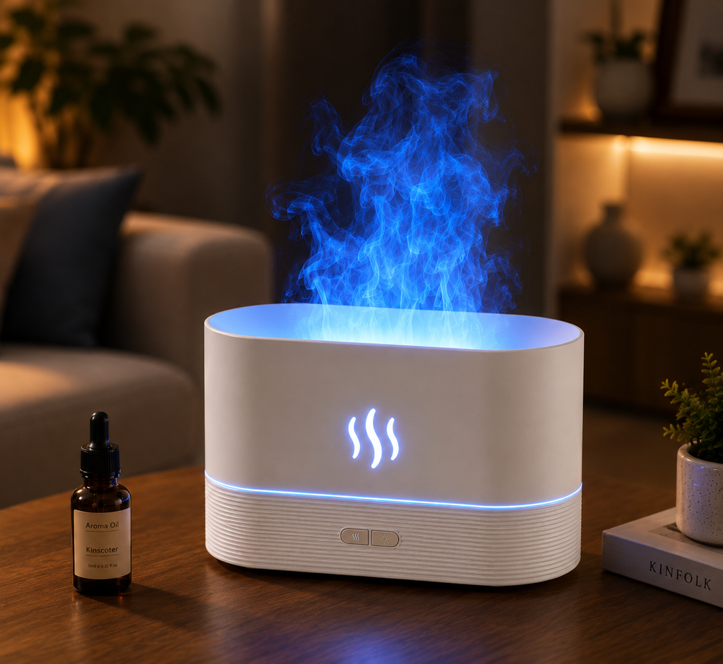 USB Flame Aroma Diffuser Desktop Humidifier with 7-Color Light – ZENDIFF